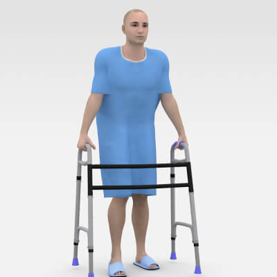 Patient With Walker - Blue Dress 3D Model by Trish
