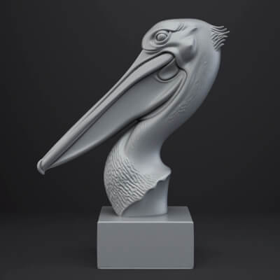 Pelican Bust - Animal Figurine 3D Model by Trish