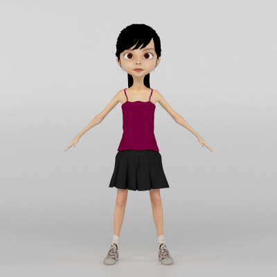 Toon Girl - Cartoon 3D Model by Trish