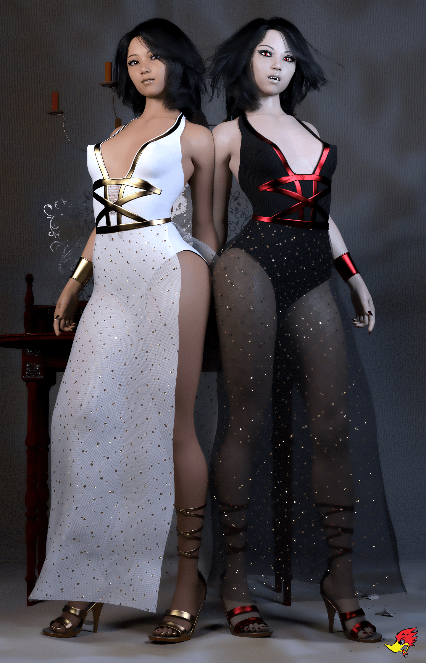 Aisha VS Aisha vamp 3D Render, Digital Art by Trollx3d