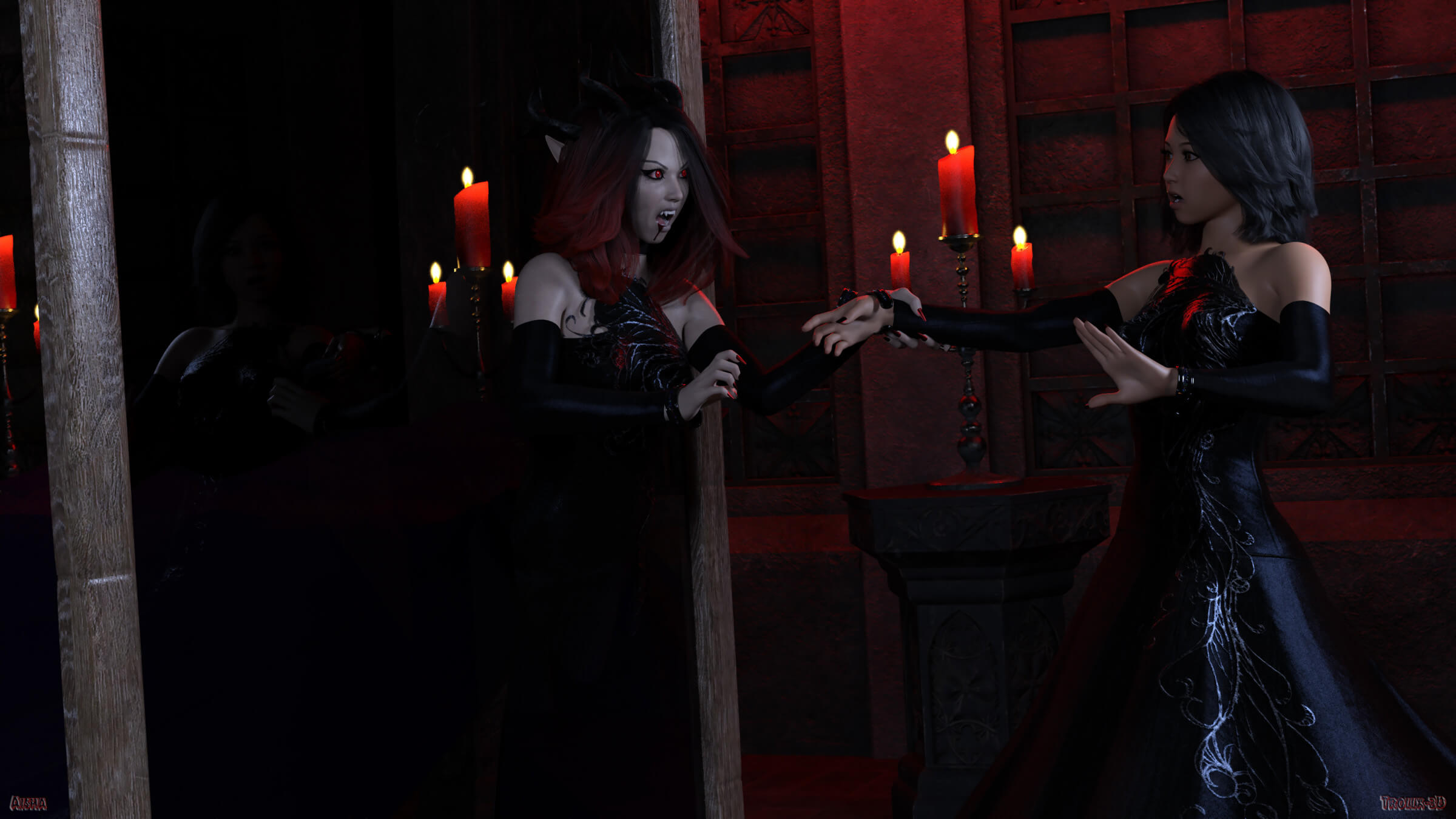 Demonic Mirror 2 (Aisha FXY Wallpaper 4k) 3D Render by Trollx3d