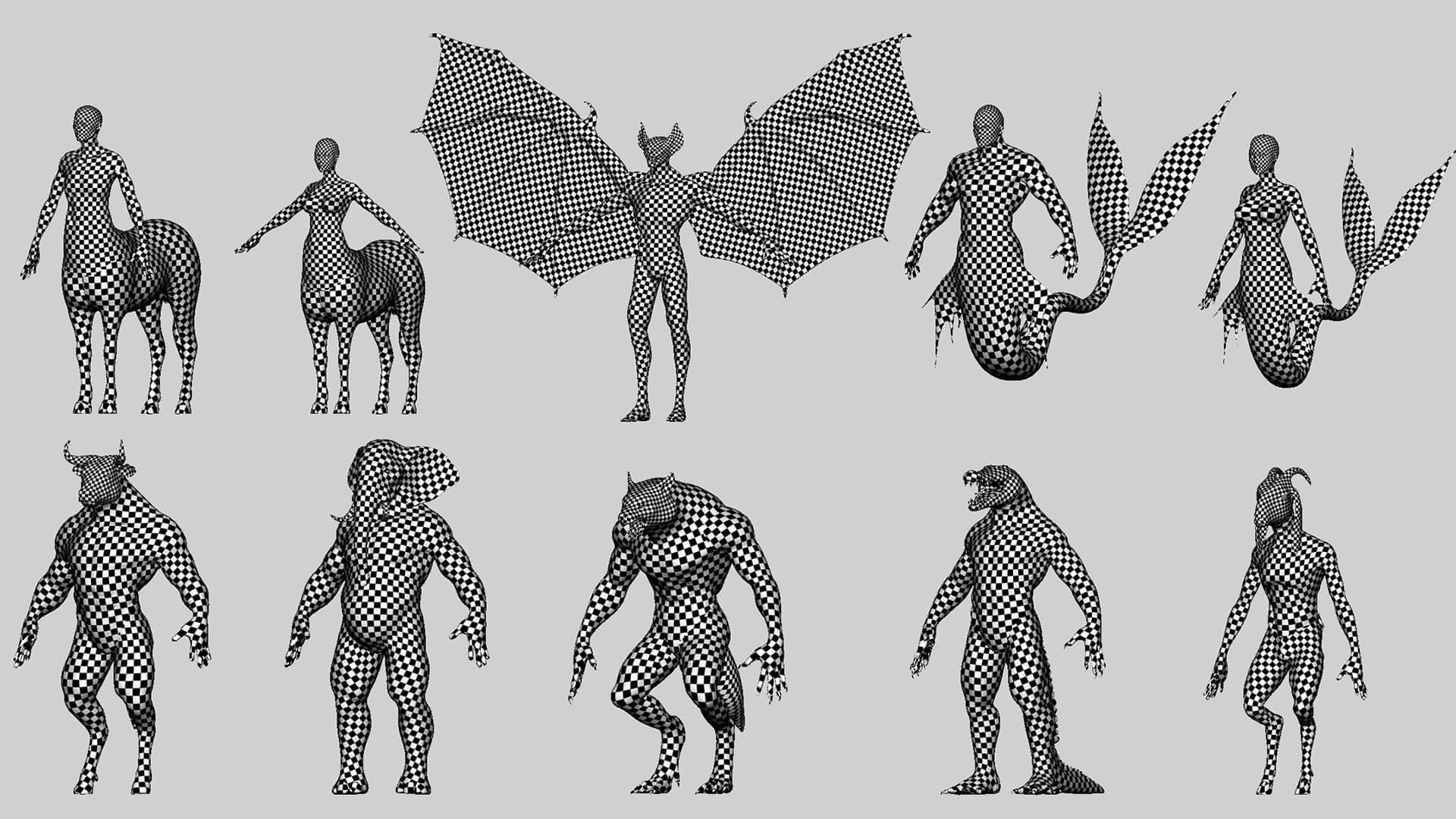 10 Mythical Creatures - Topology UV Map 3D Model by Tsering