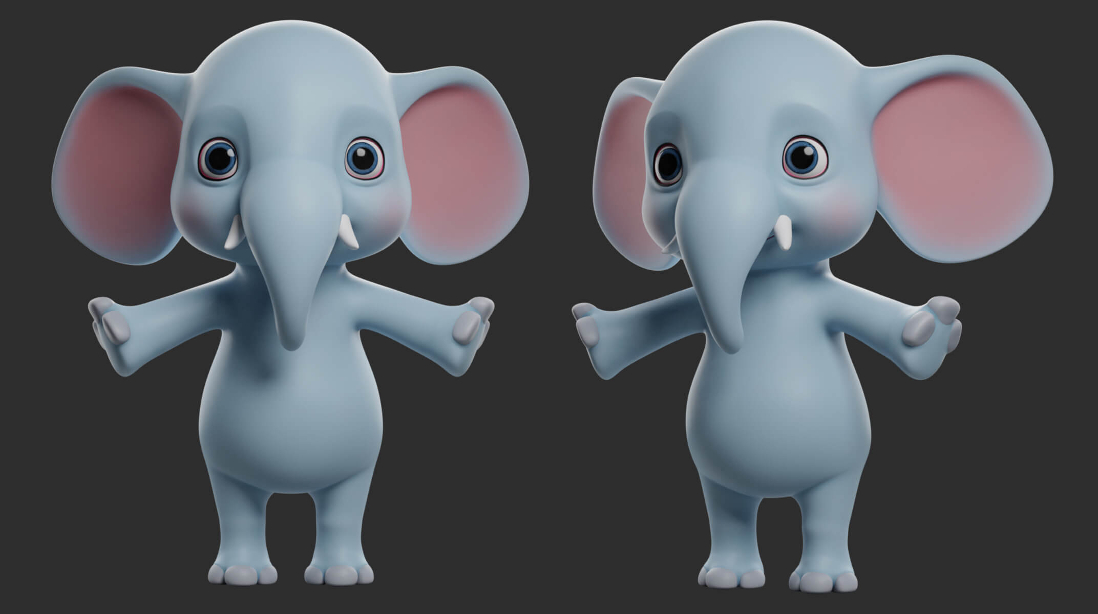 10 Wild Animals Cartoon - Topology + UV Map 3D Model by Tsering