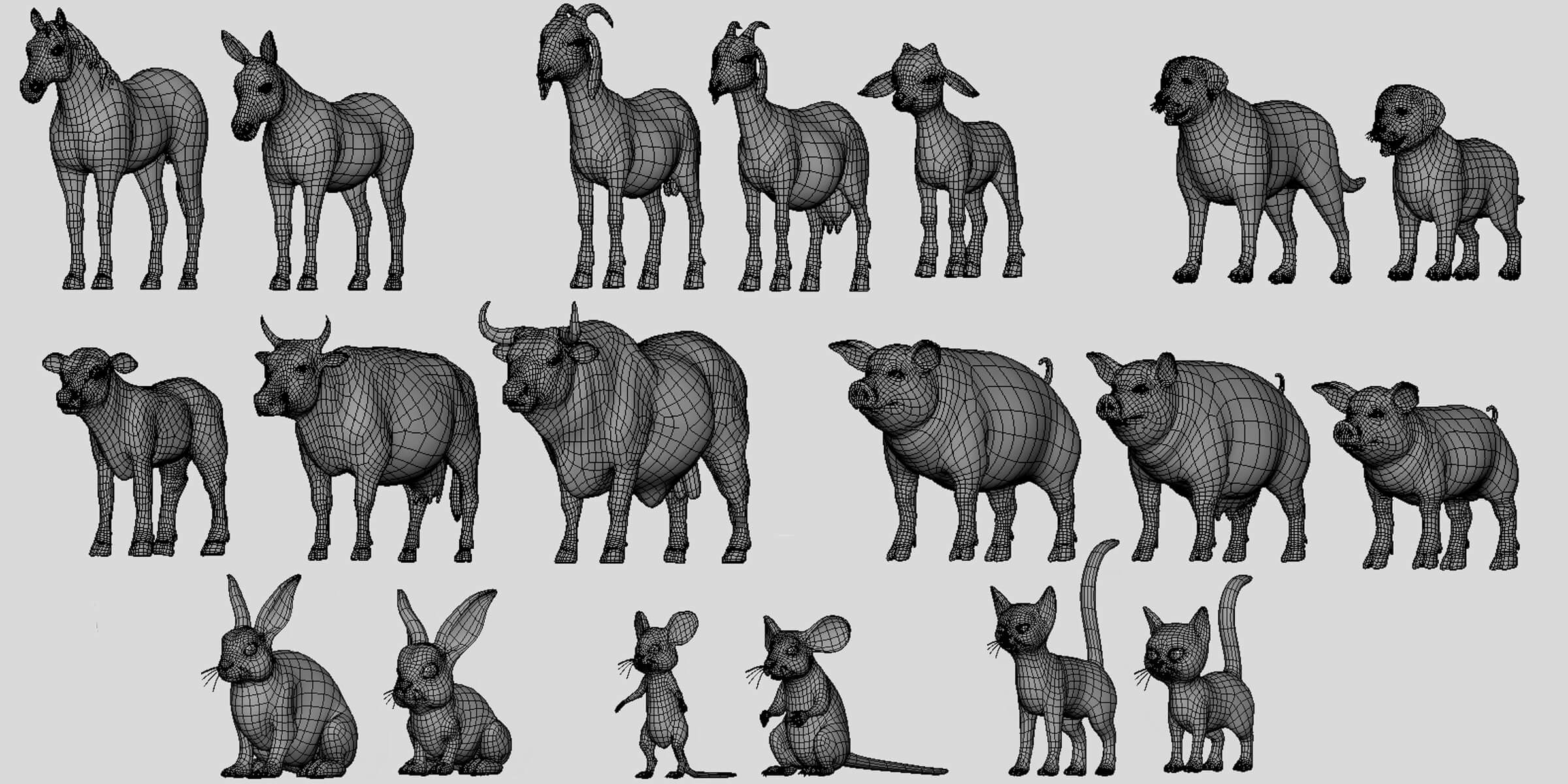 19 Domestic Animal Collection - 3D Model by Tsering