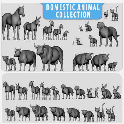 19 Domestic Animal Collection - 3D Model by Tsering