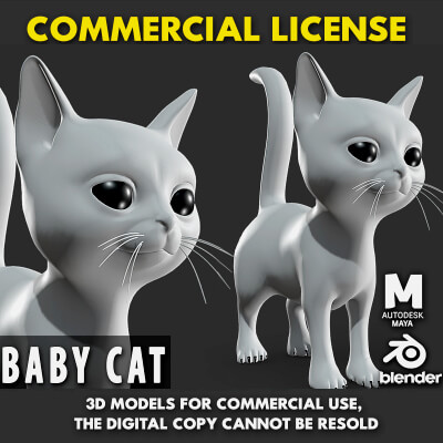 Baby Cat - Topology UV Map 3D Model by Tsering