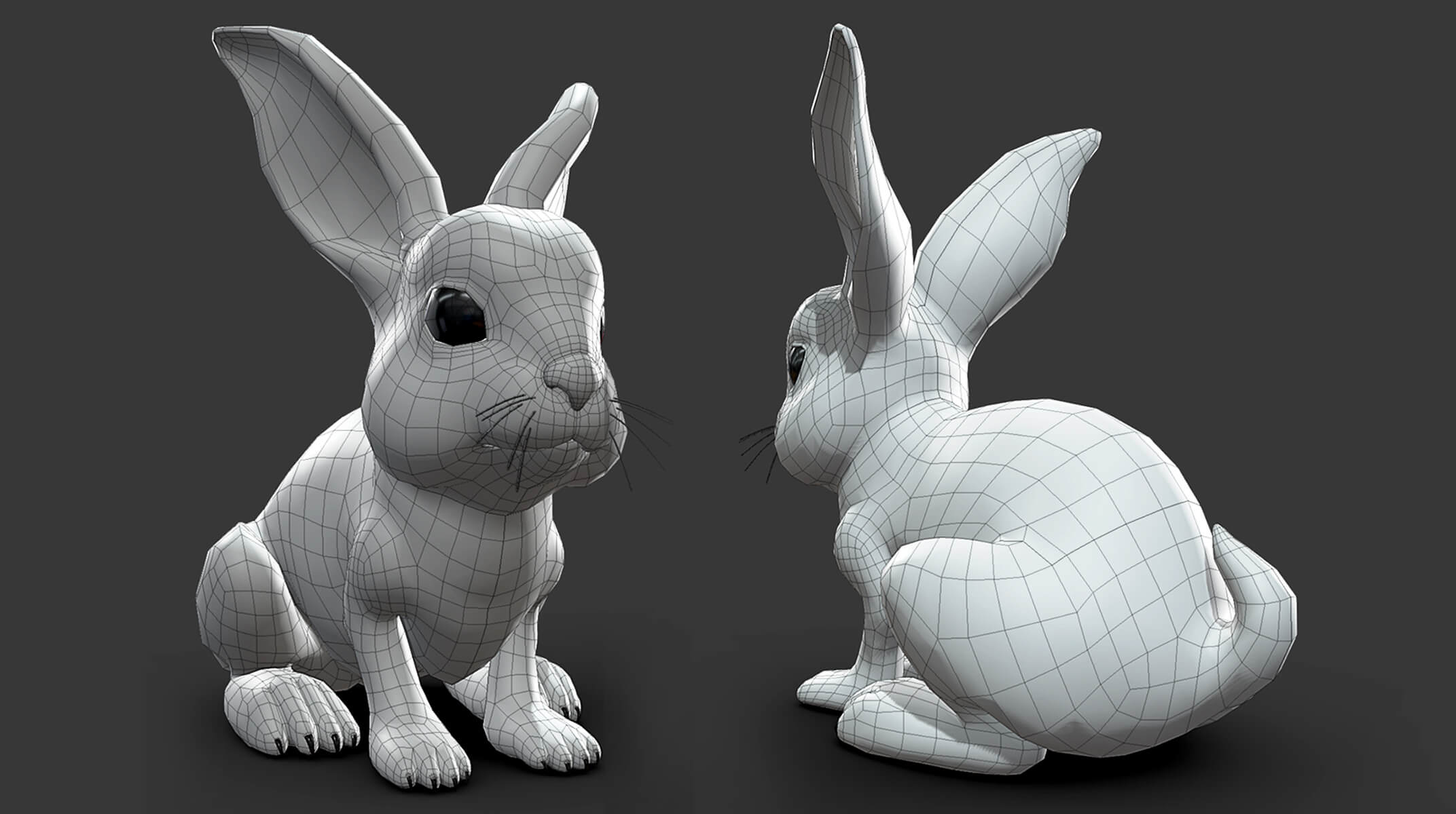 Baby Rabbit - Topology + UV Map 3D Model by Tsering