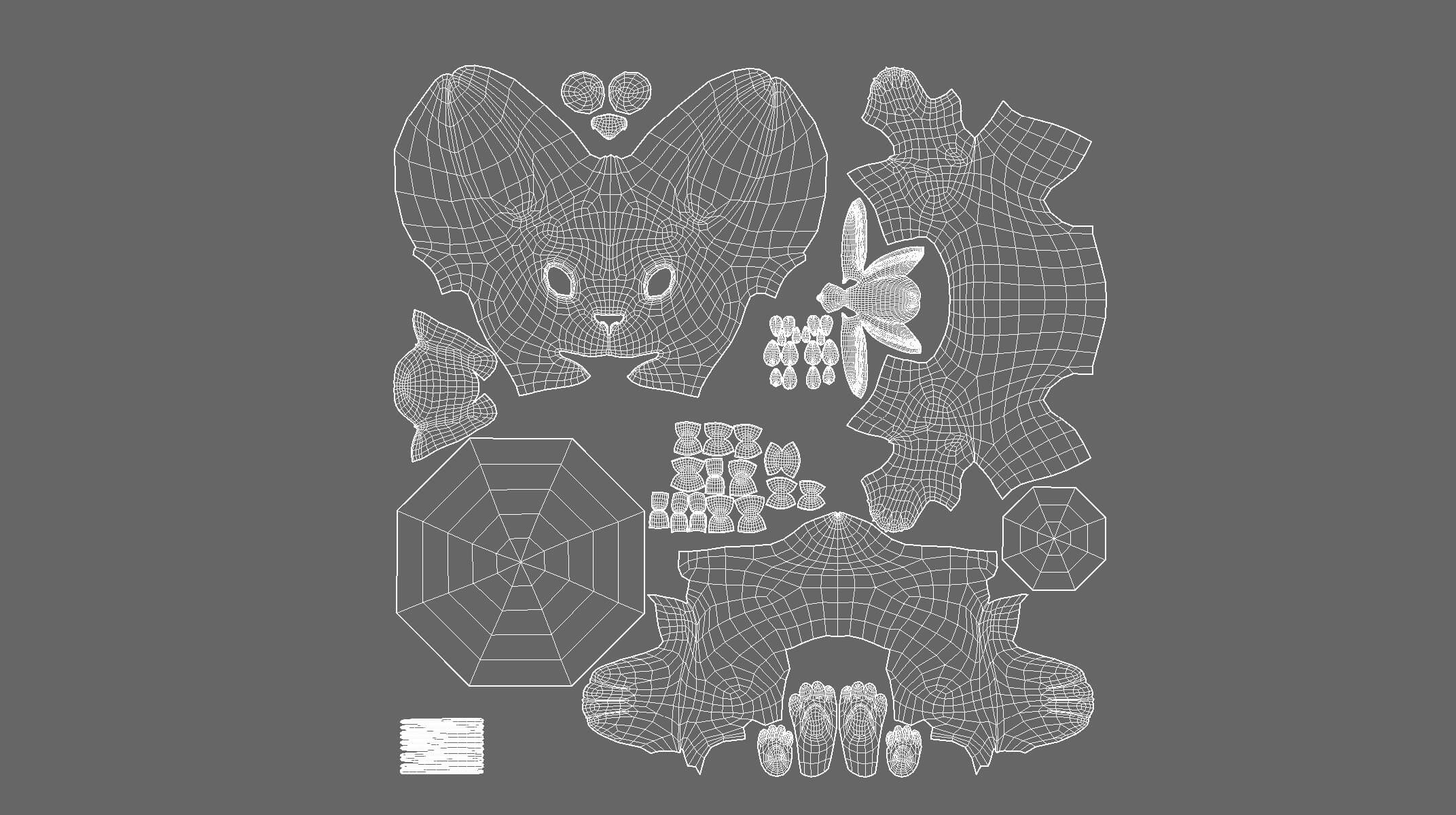 Baby Rabbit - Topology UV Map 3D Model by Tsering