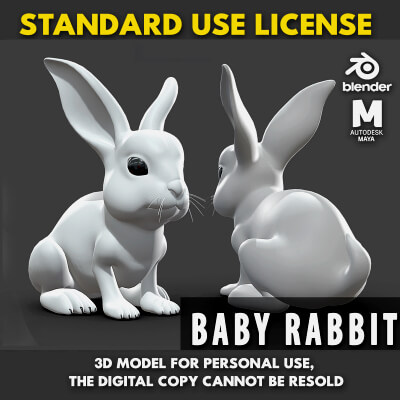 Baby Rabbit - Topology UV Map 3D Model by Tsering
