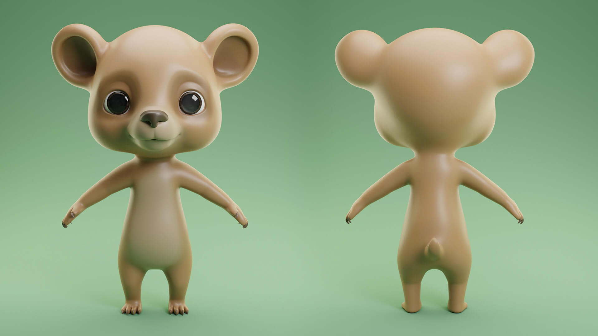 Cartoon Bear- Topology + UV Map 3D Model by Tsering