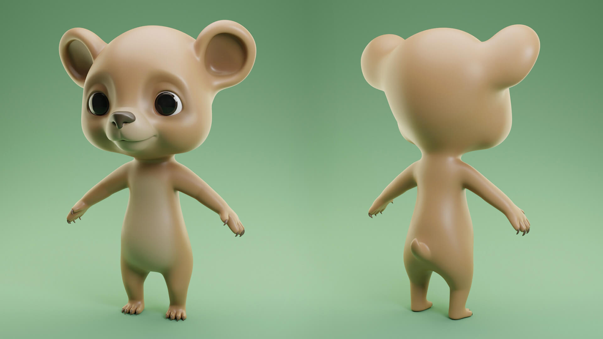 Cartoon Bear- Topology + UV Map 3D Model by Tsering