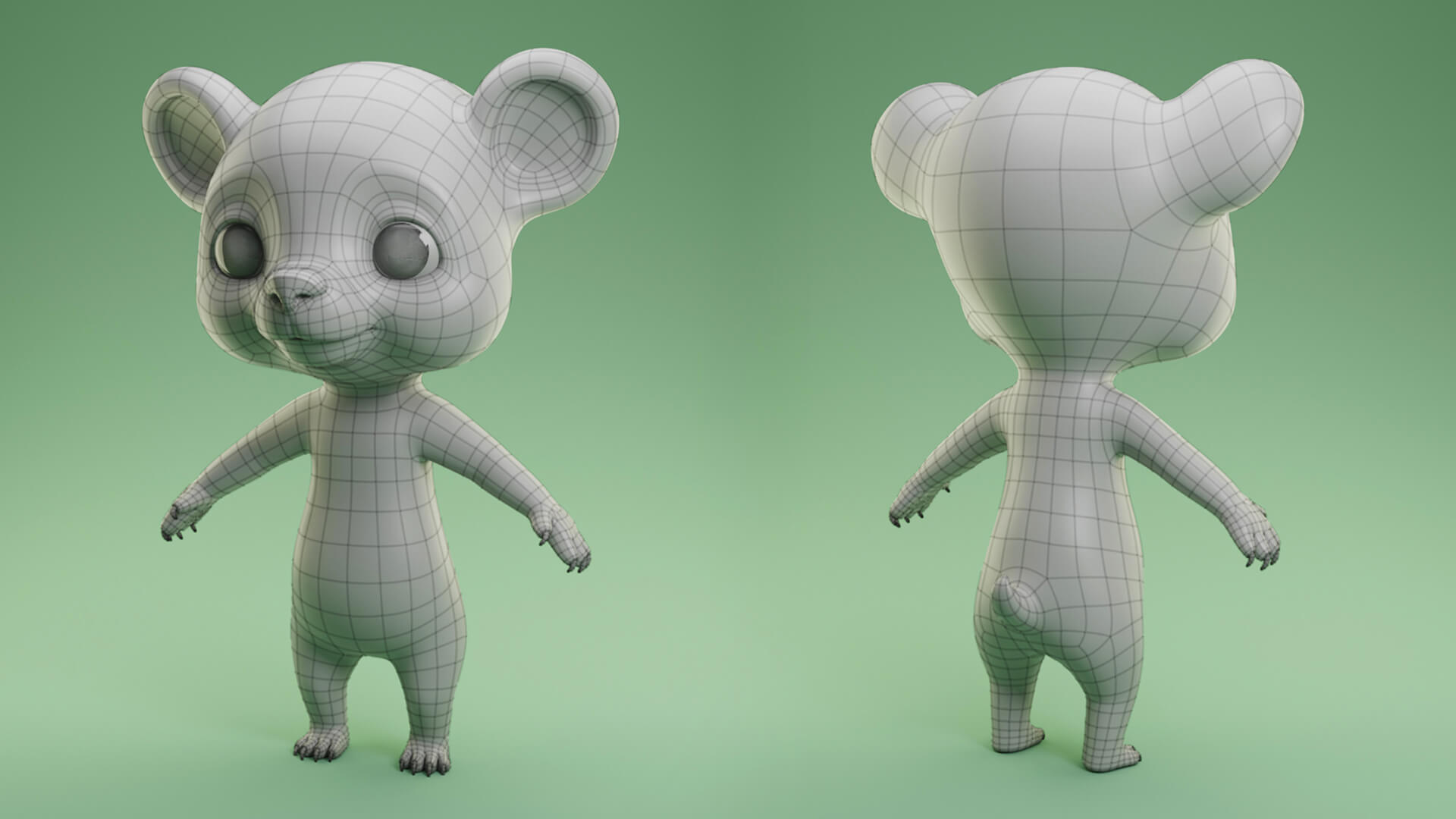 Cartoon Bear- Topology + UV Map 3D Model by Tsering