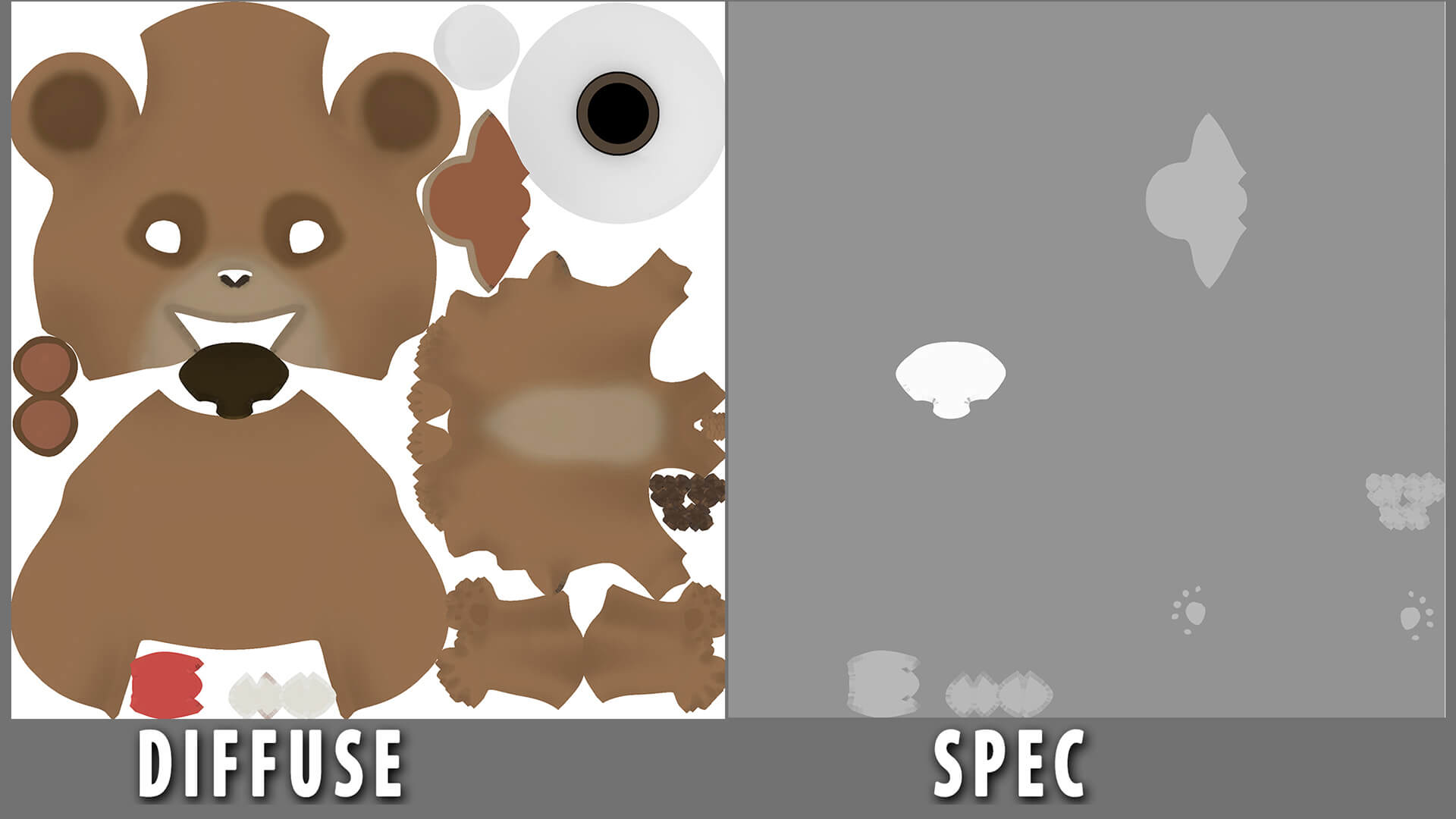 Cartoon Bear- Topology + UV Map 3D Model by Tsering