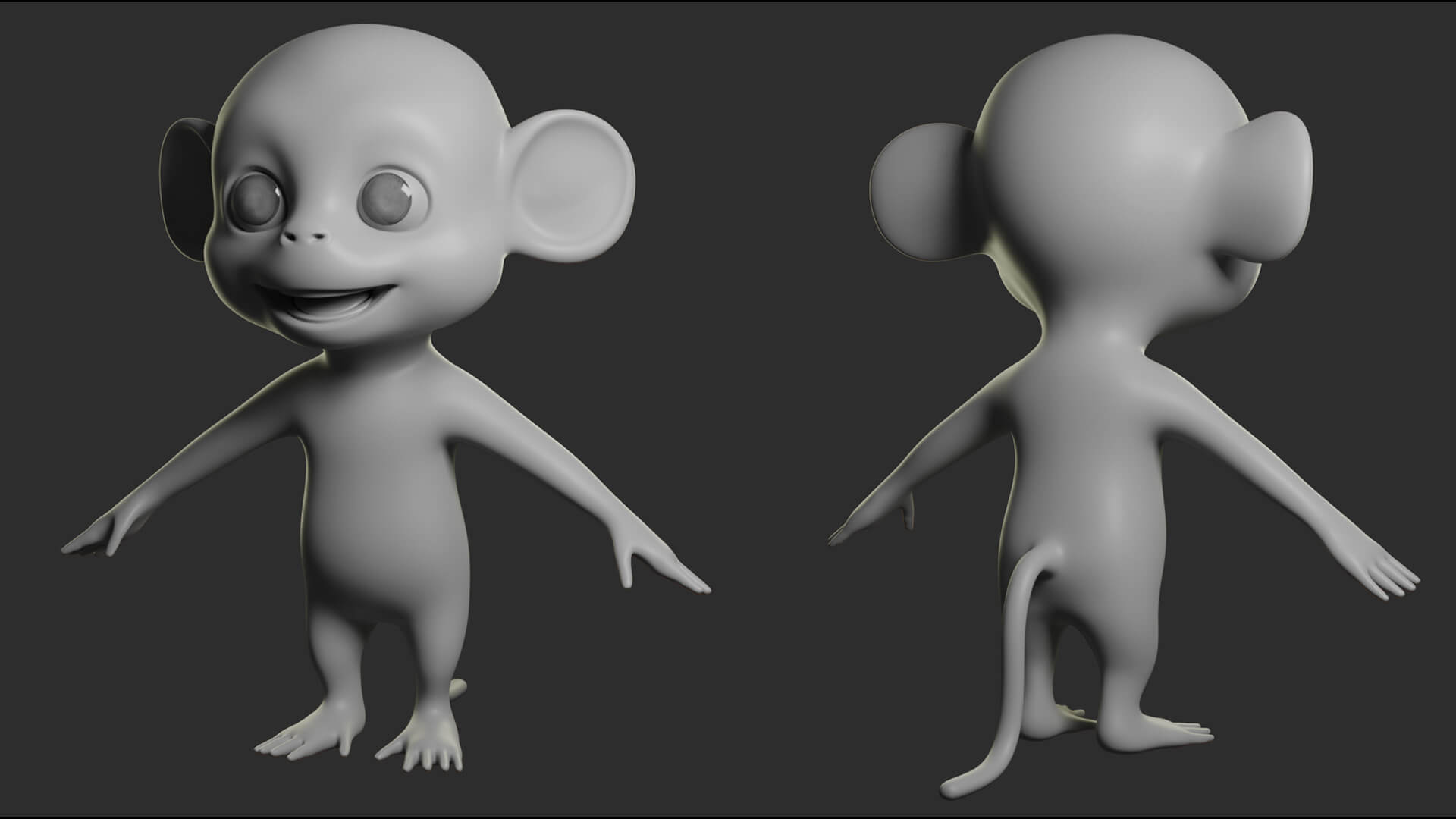 Cartoon Monkey - Topology + UV Map 3D Model by Tsering