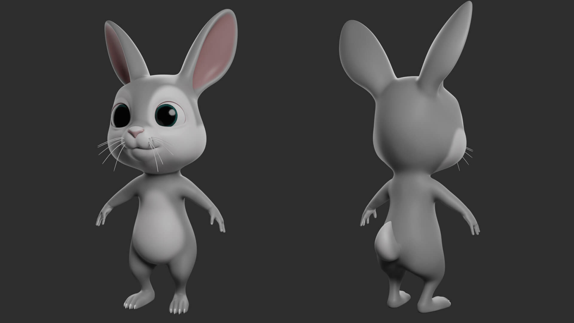 Cartoon Rabbit - Topology + UV Map 3D Model by Tsering
