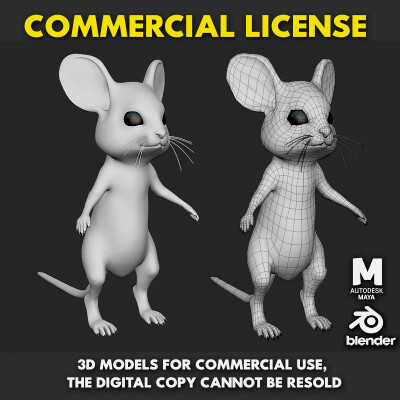 Cute Mouse - Topology UV Map 3D Model by Tsering