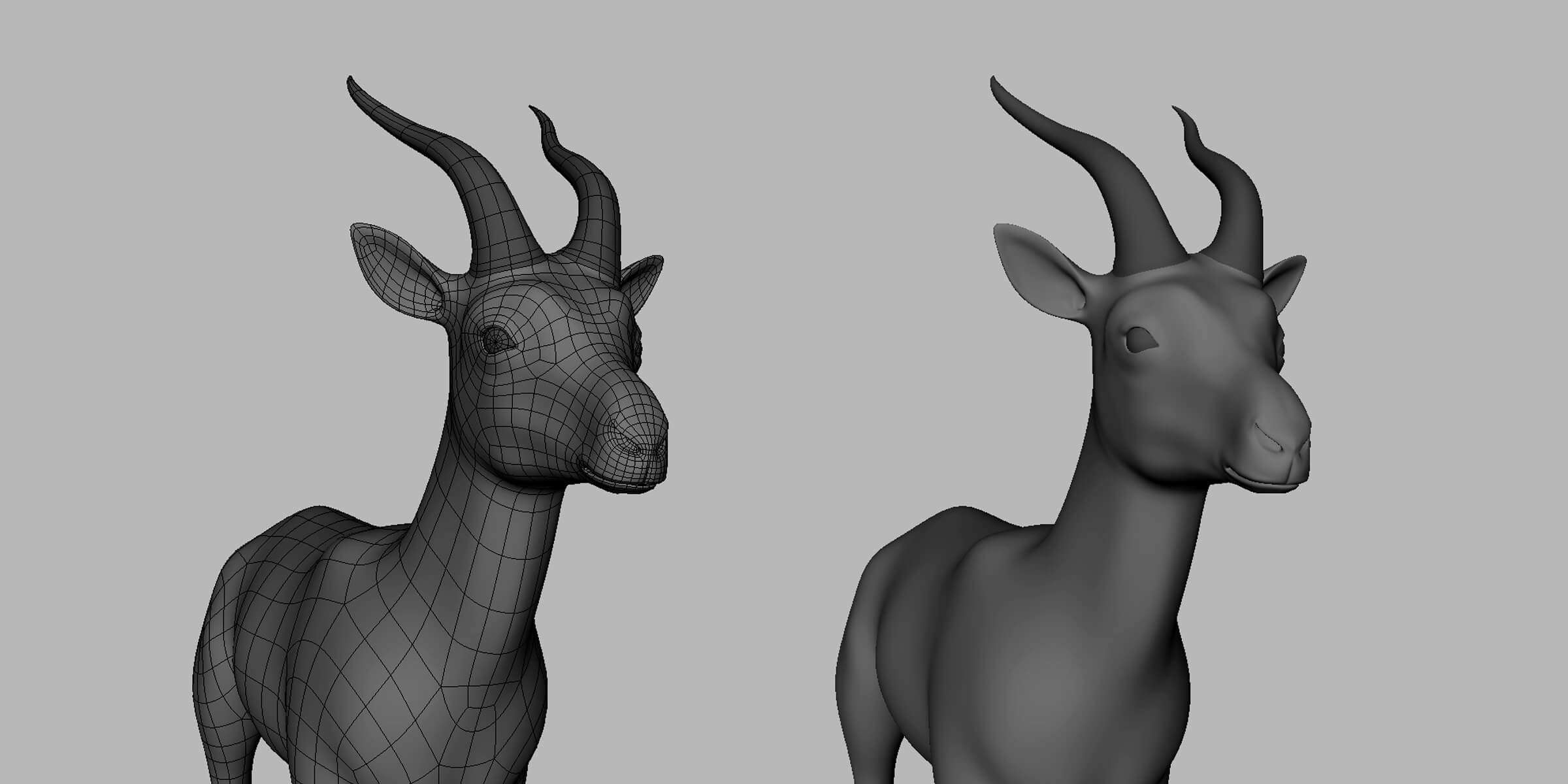 Gazelle - Topology + UV Map 3D Model by Tsering