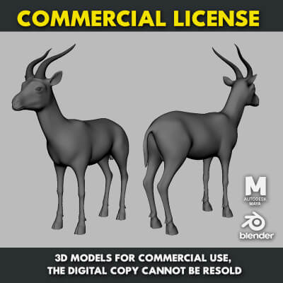 Gazelle - Topology + UV Map 3D Model by Tsering