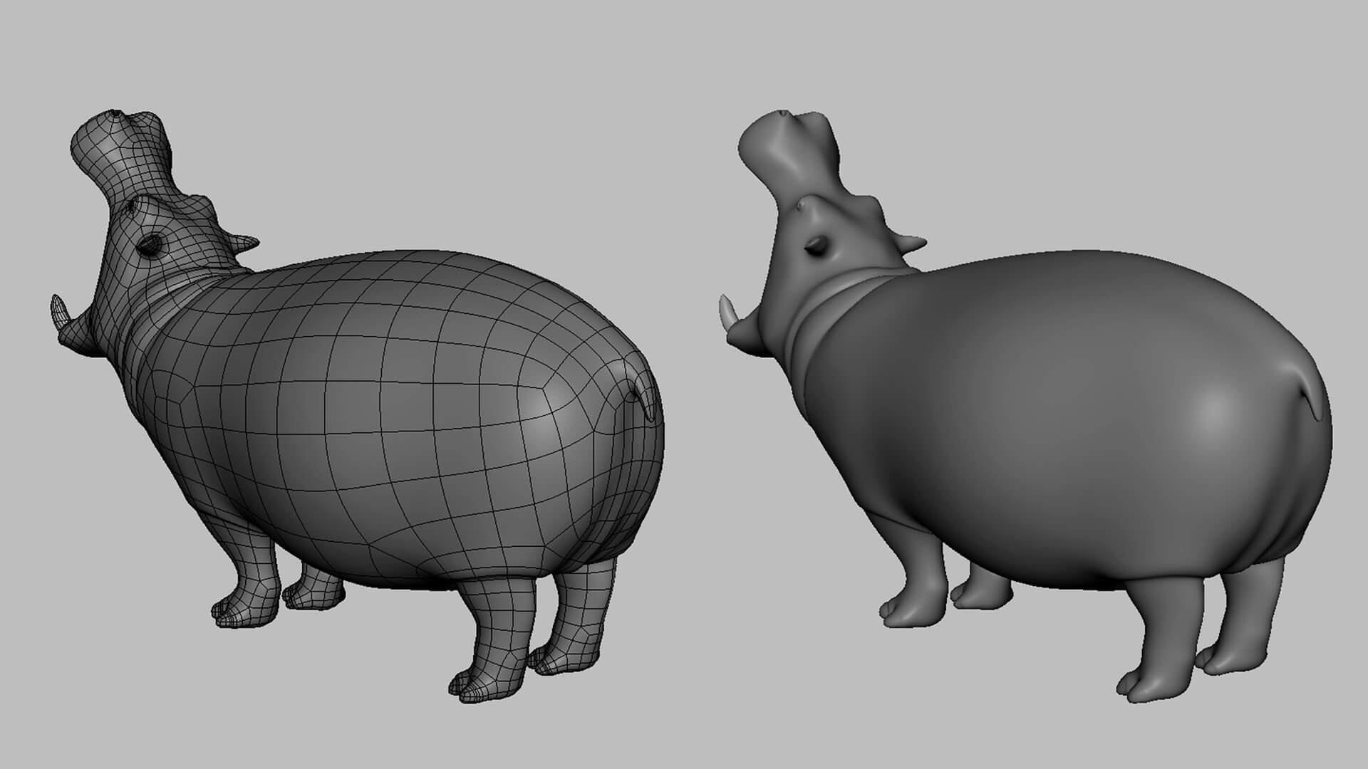 Hippopotamus Basemesh - Topology + UV Map 3D Model by Tsering