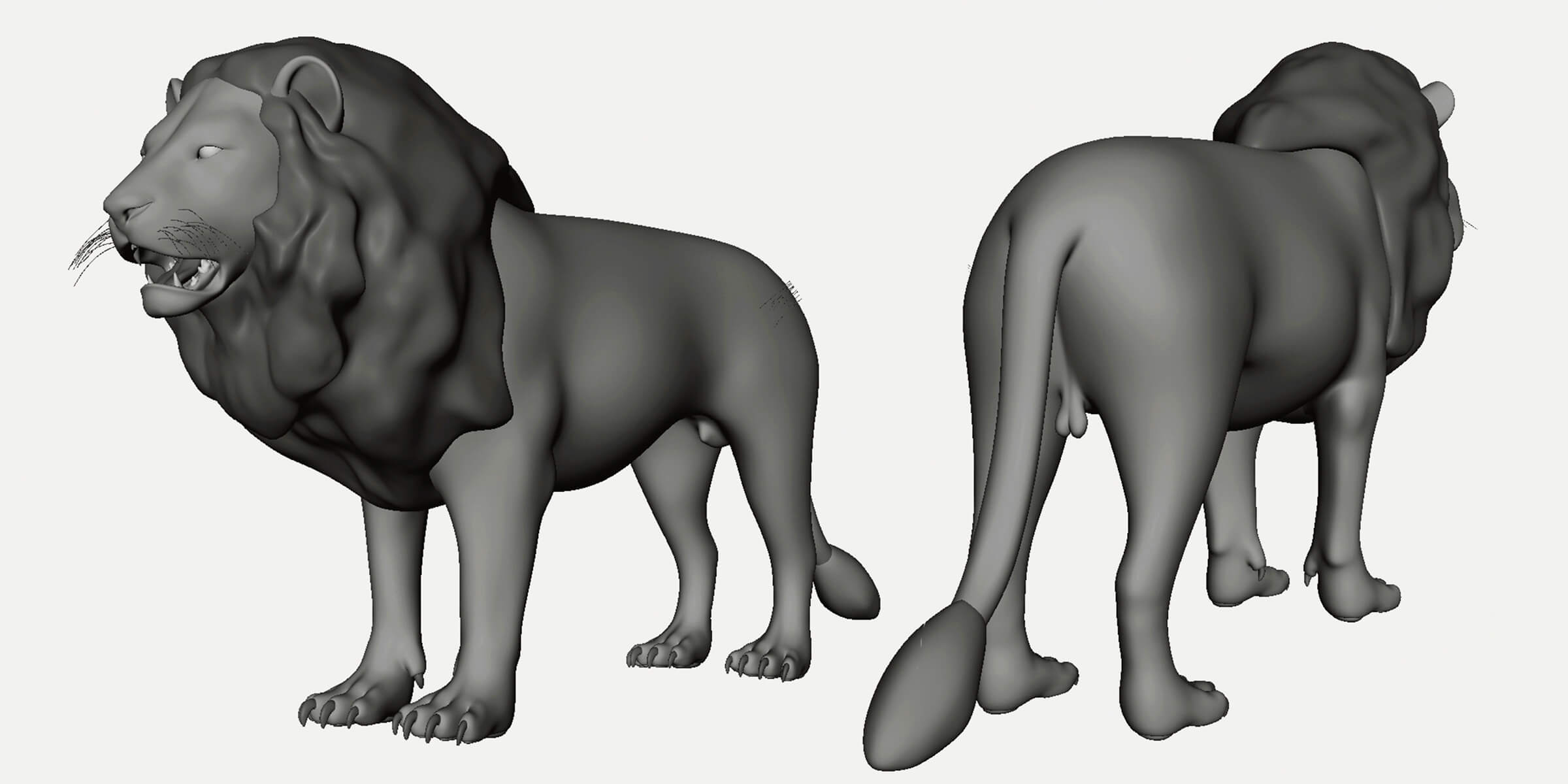 Lion Basemesh - Topology + UV Map 3D Model by Tsering