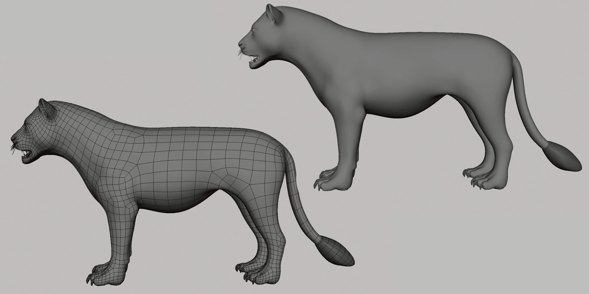 Lion Couple - Topology + UV Map 3D Model by Tsering