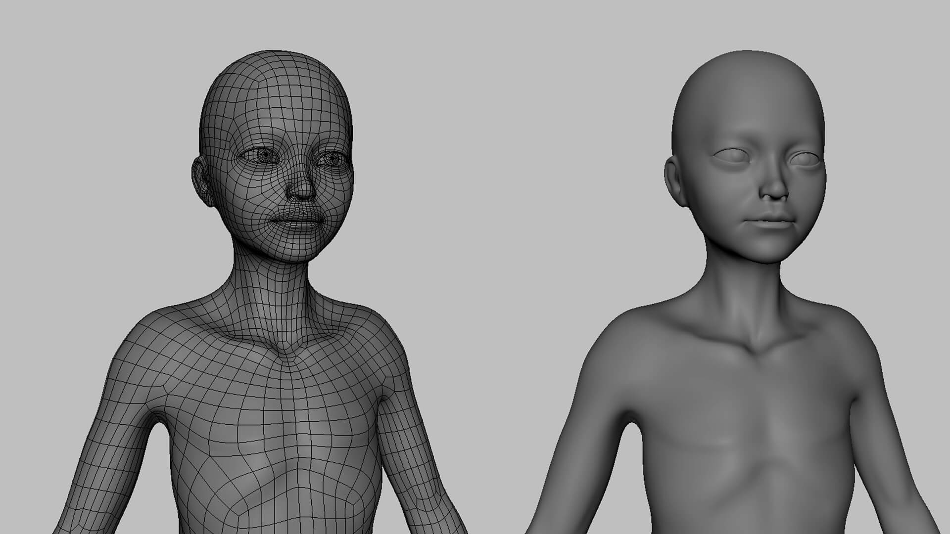 Little Boy Anatomy Basemesh - Topology + UV Map 3D Model by Tsering