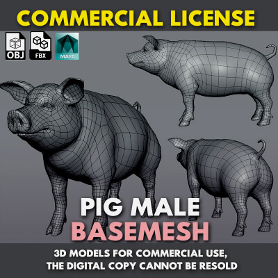 Uv Mapped Models | Animals | Pigs | RenderHub