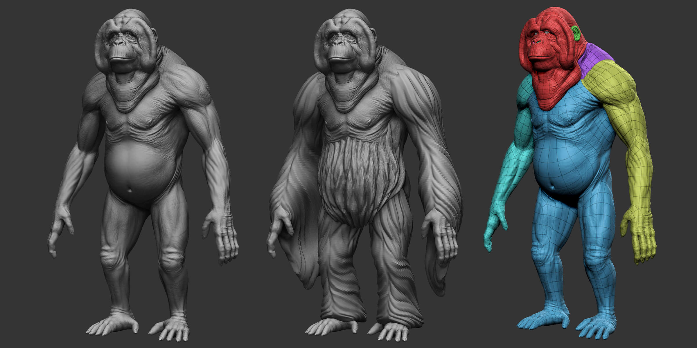 Primate Pack ( Chimp, Monkey, Gorilla, Orangutan) - 3D Model by Tsering