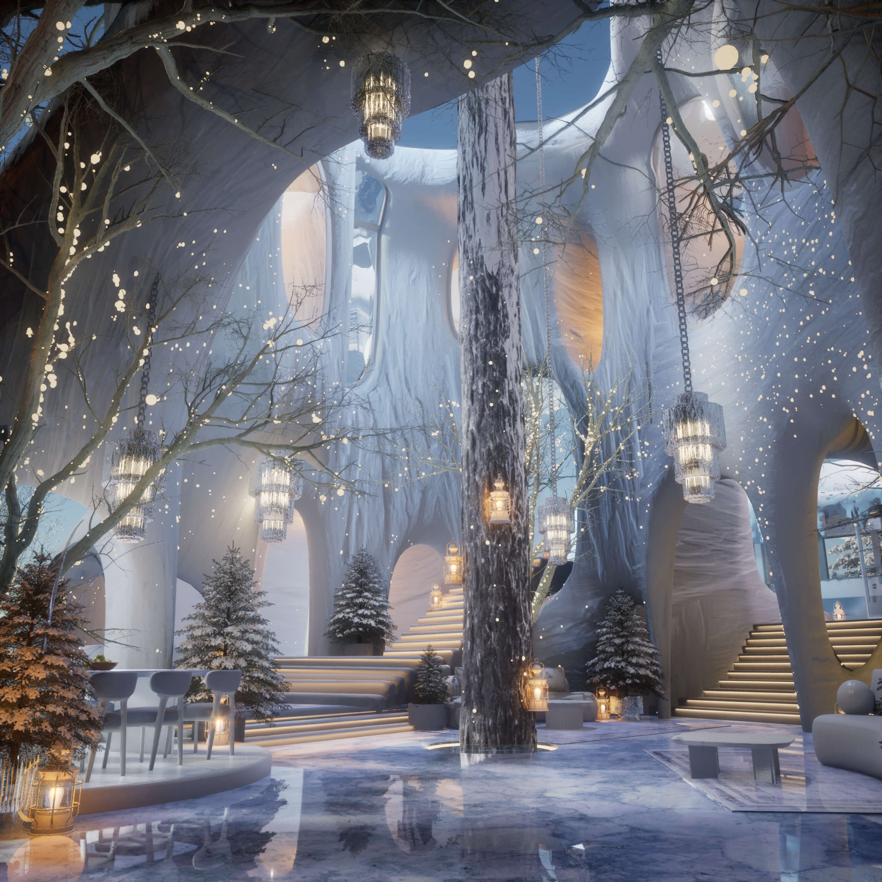 Ice Hotel 3D Render, Digital Art by tt_youxi
