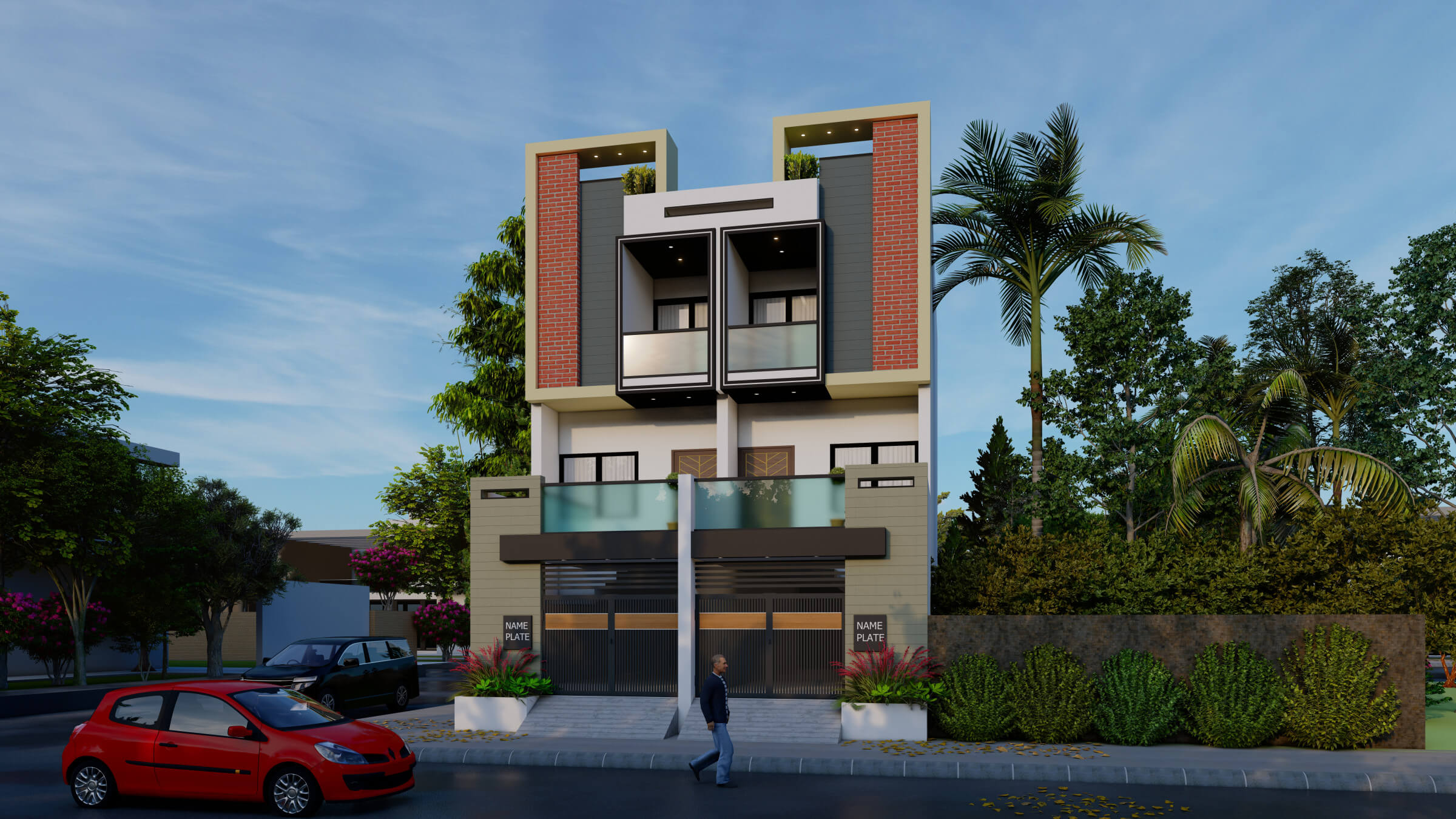 modern realistic 3d elevation 3D Render by tushal9737