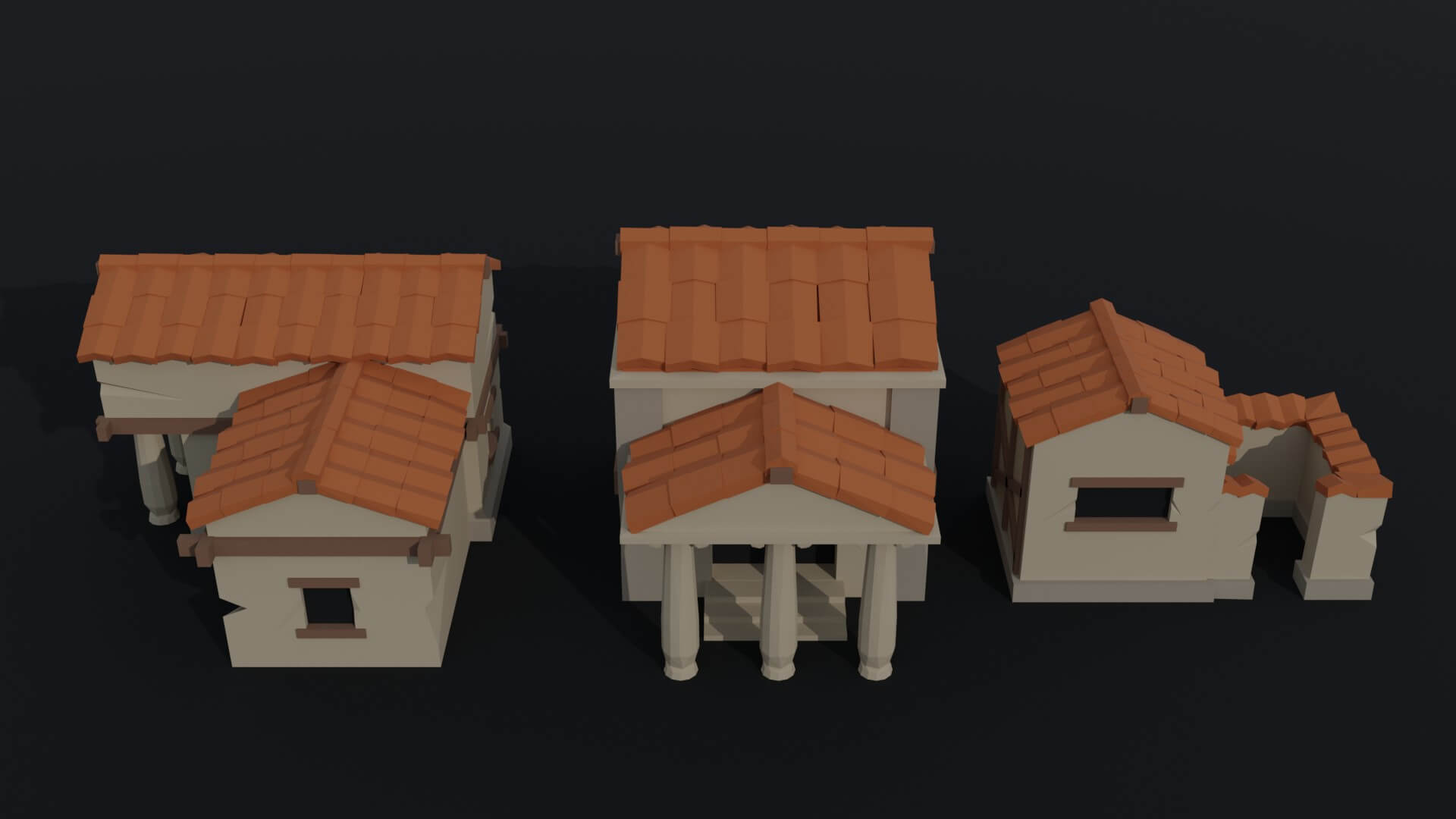 Cartoon Ancient Rome Buildings Polygonal Style - 3D Model by Tykryk