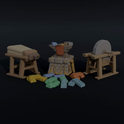 Cartoon Blacksmith Kit Polygonal Style by Tykryk