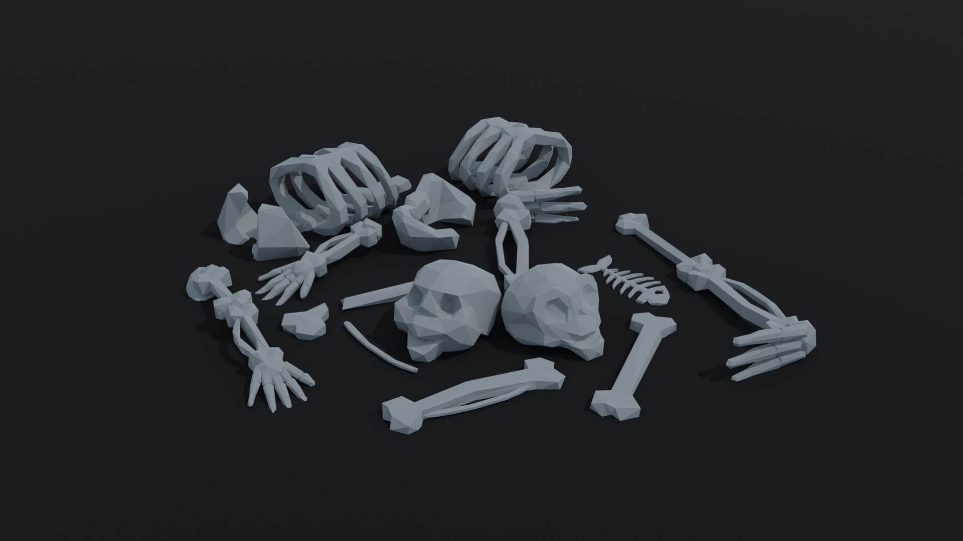 Cartoon Bones Polygonal Style - 3D Model by Tykryk