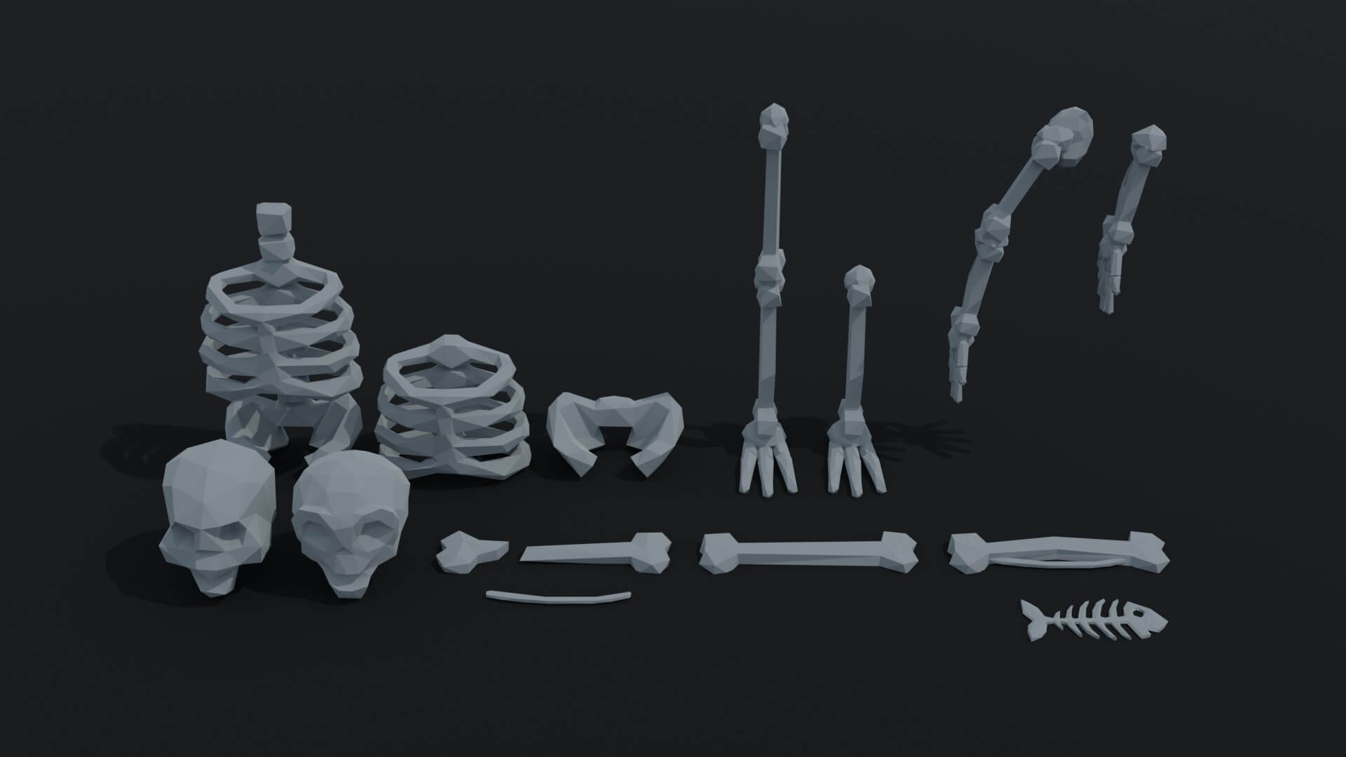 Cartoon Bones Polygonal Style - 3D Model by Tykryk
