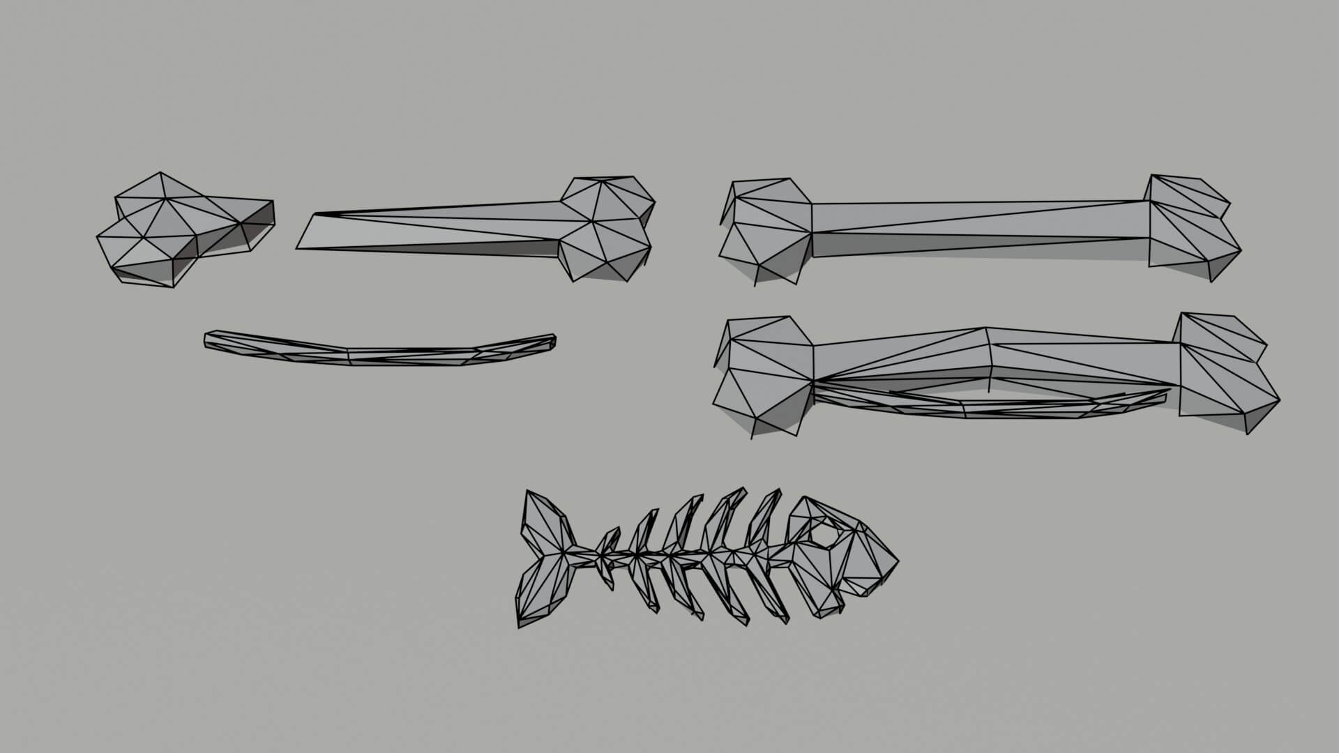 Cartoon Bones Polygonal Style - 3D Model by Tykryk