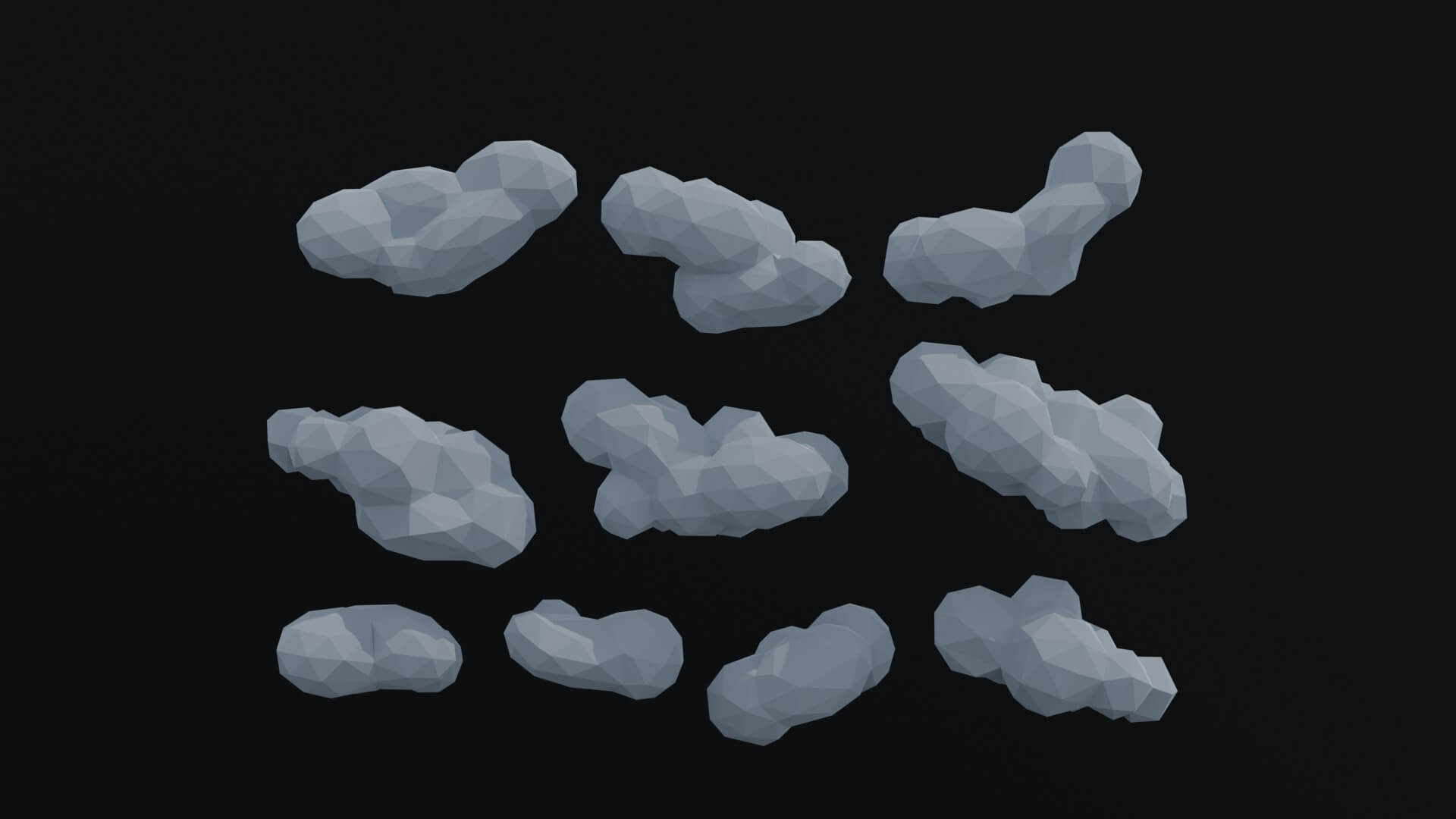 Cartoon Clouds Asset Polygonal Style - 3D Model by Tykryk