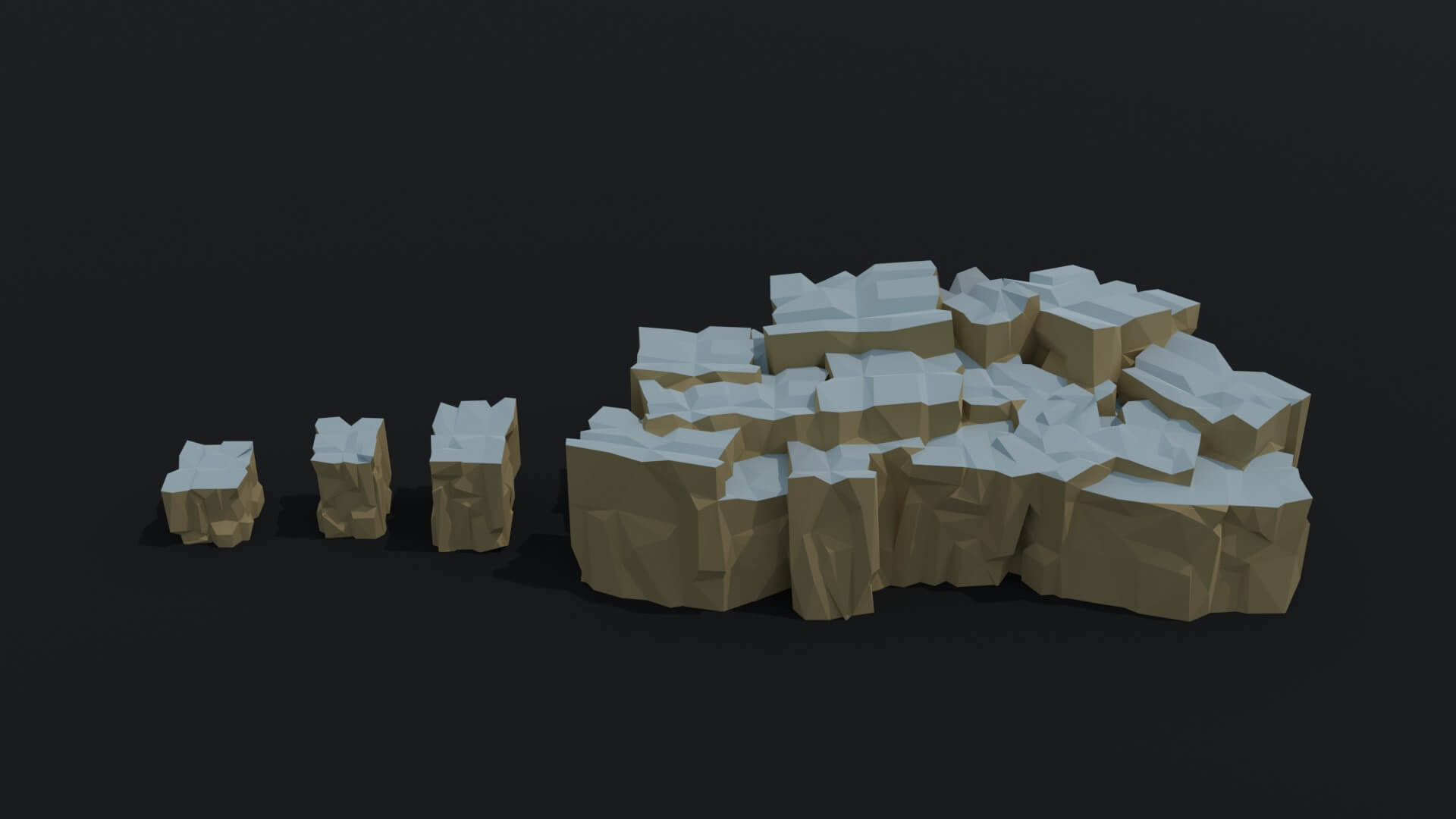 Cartoon Cubic Mountains Poly Style - 3D Model by Tykryk