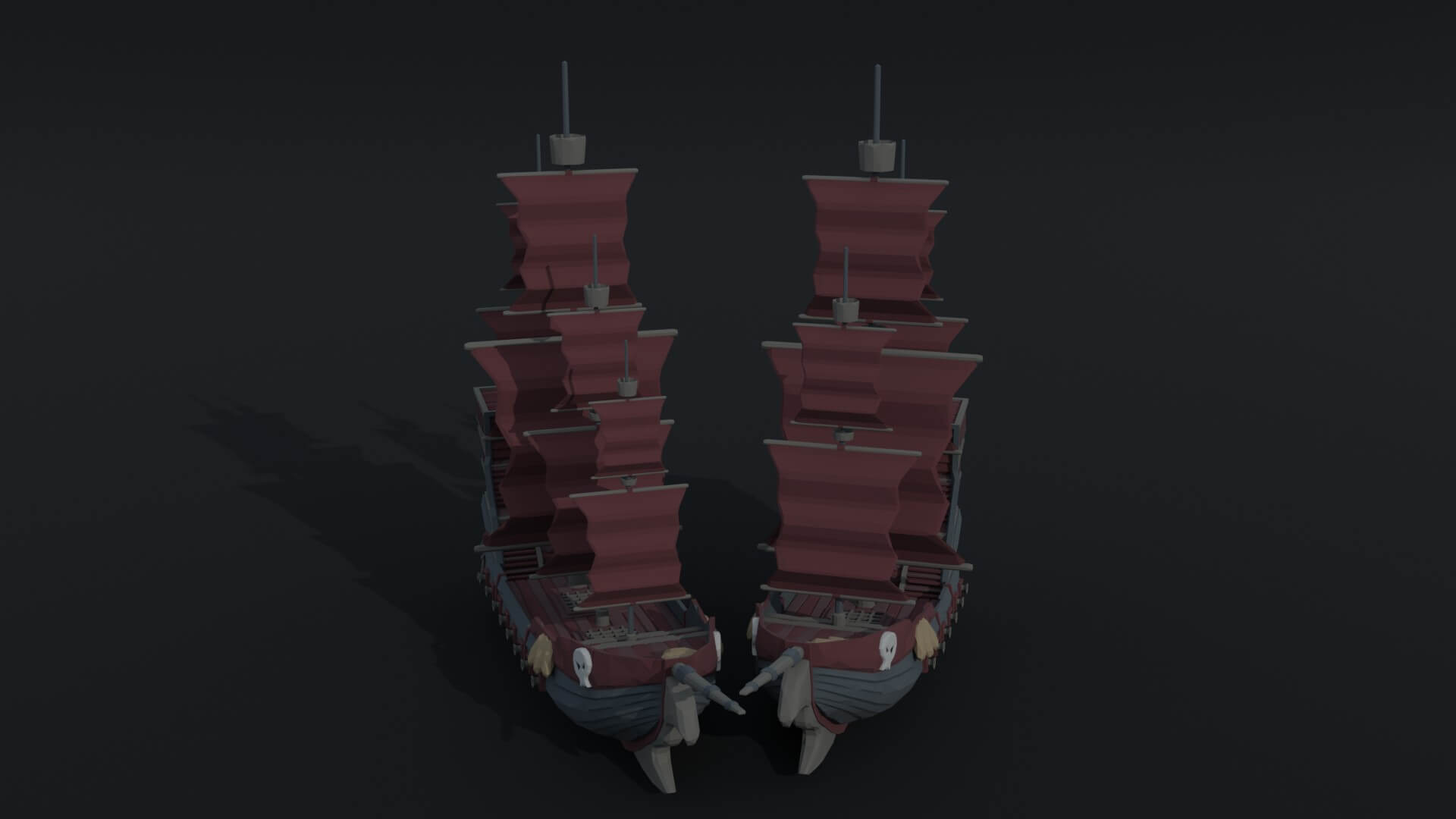 Cartoon Pirate Ship Polygonal Style - 3D Model by Tykryk