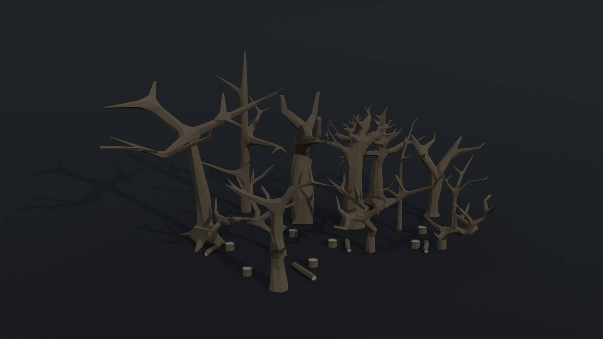 Cartoon Dead Trees Polygonal Style - 3D Model by Tykryk