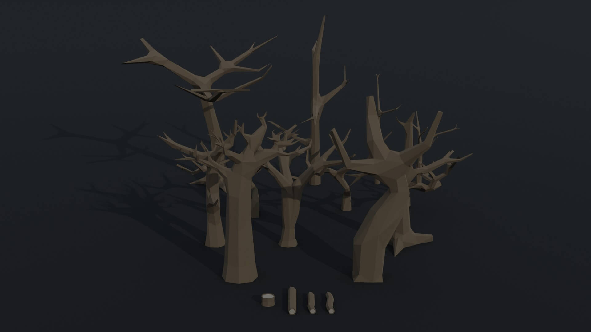 Cartoon Dead Trees Polygonal Style - 3D Model by Tykryk