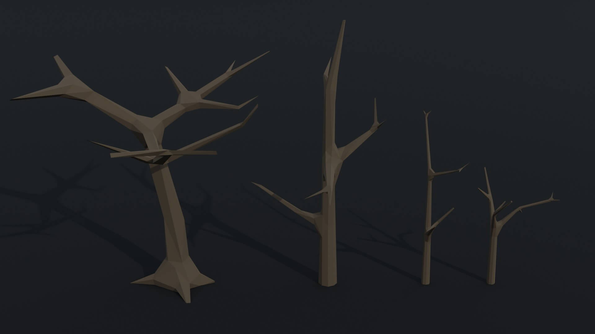 Cartoon Dead Trees Polygonal Style - 3D Model by Tykryk