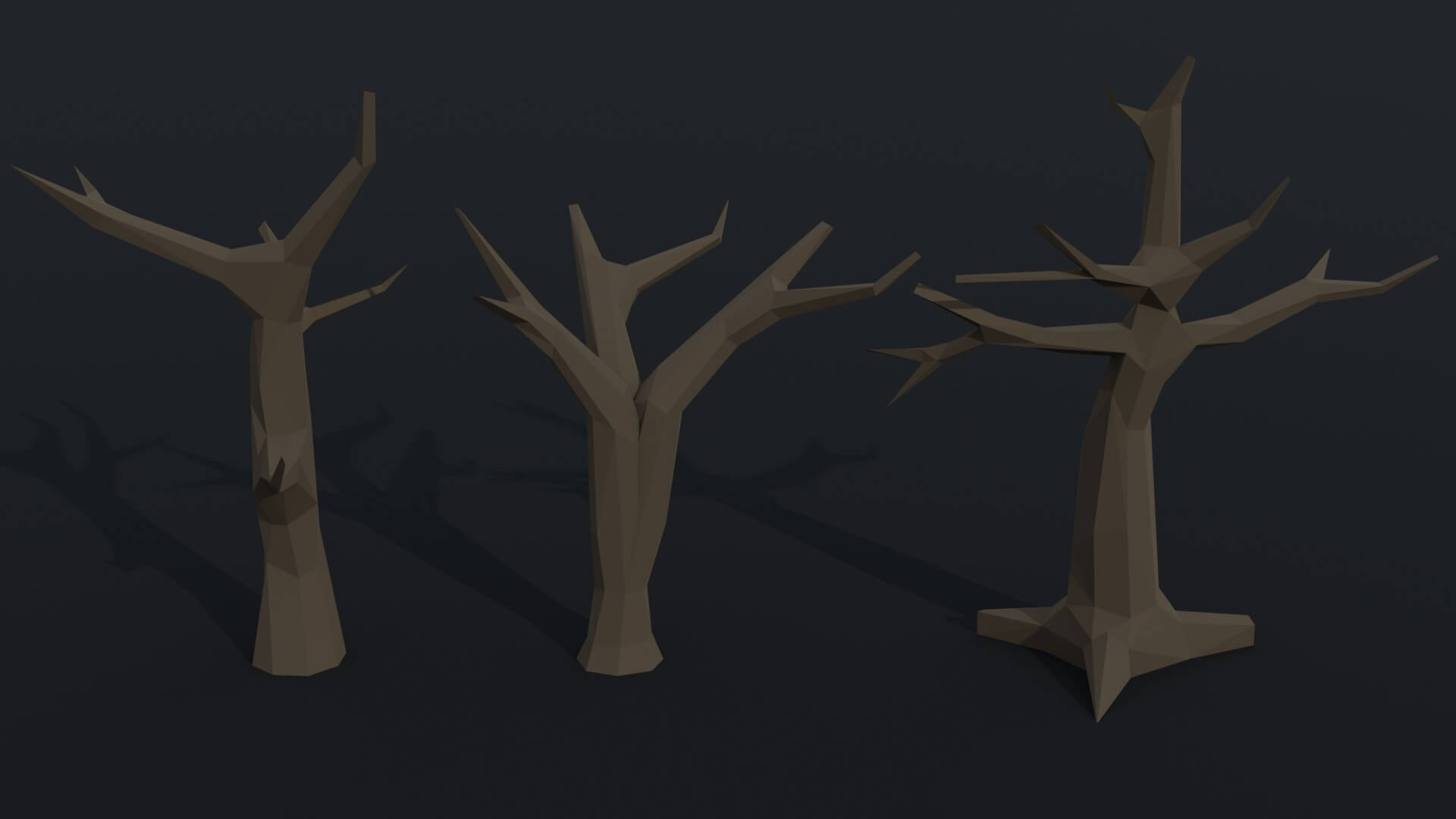 Cartoon Dead Trees Polygonal Style - 3D Model by Tykryk