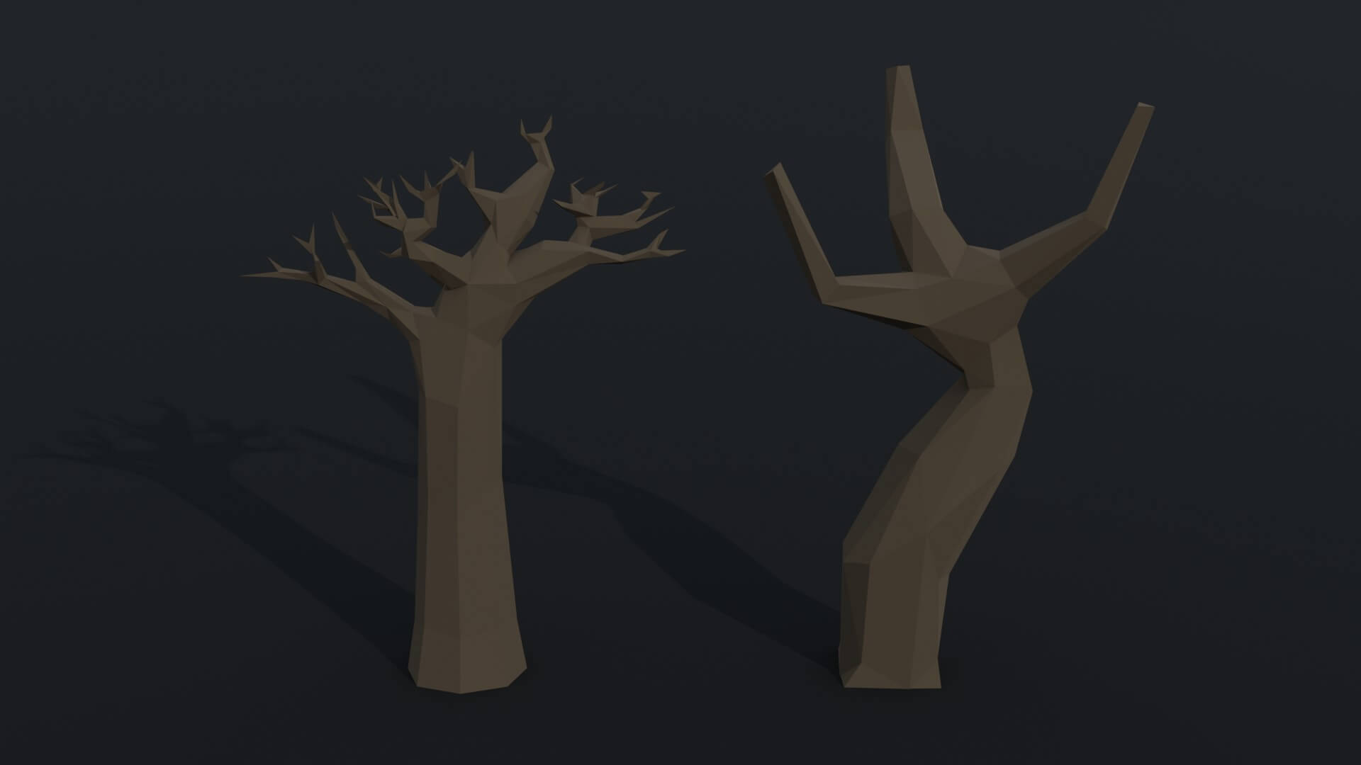 Cartoon Dead Trees Polygonal Style - 3D Model by Tykryk