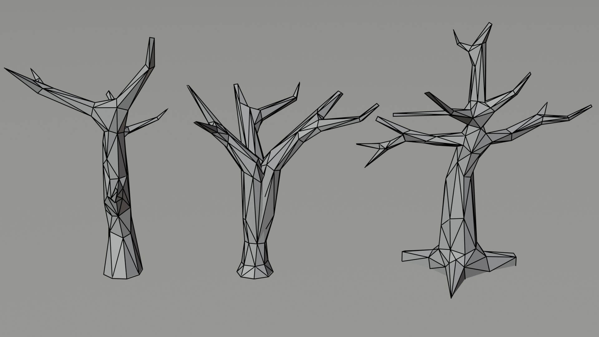 Cartoon Dead Trees Polygonal Style - 3D Model by Tykryk