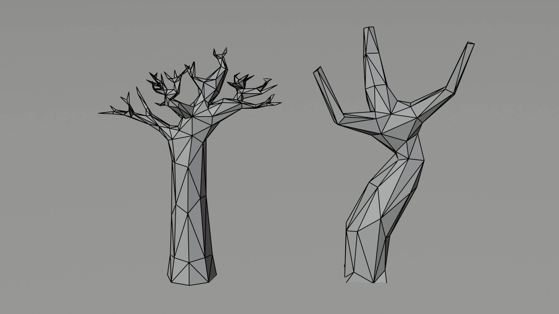 Cartoon Dead Trees Polygonal Style - 3D Model by Tykryk