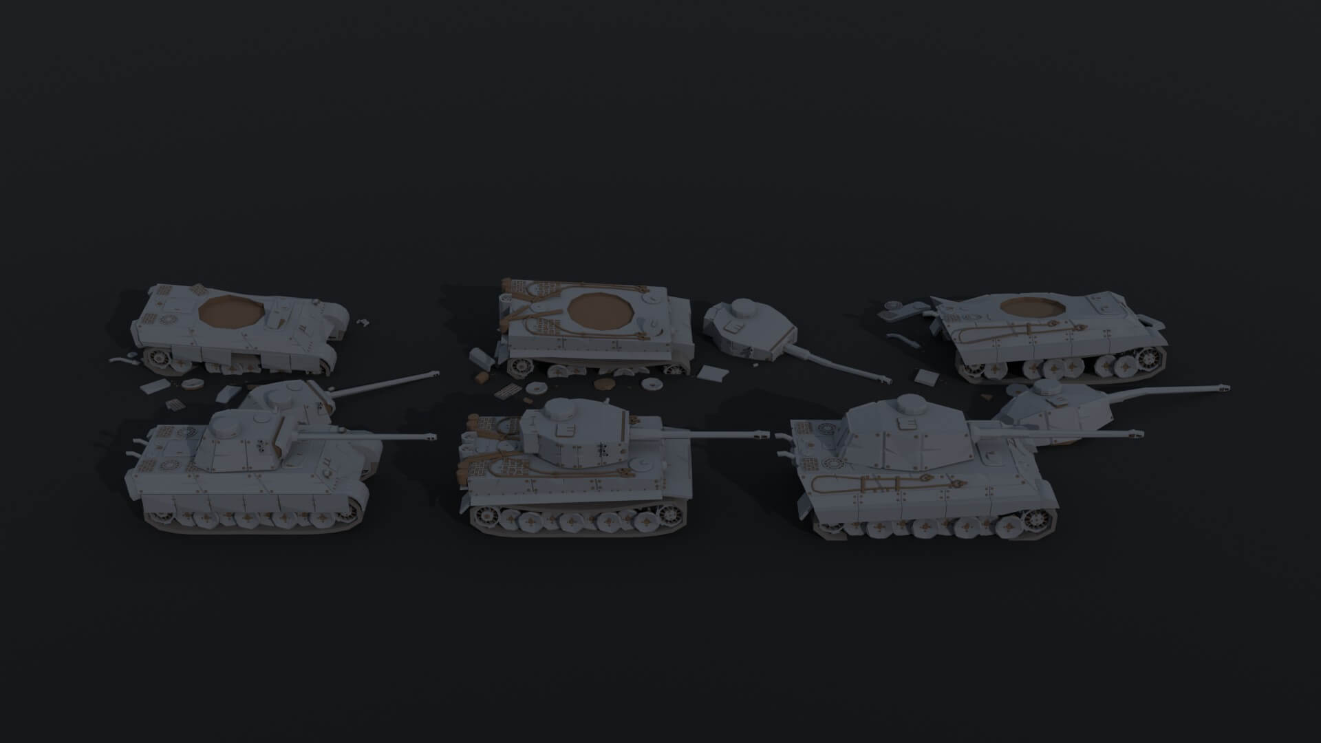 Cartoon Dieselpunk Tanks Polygonal Style - 3D Model by Tykryk