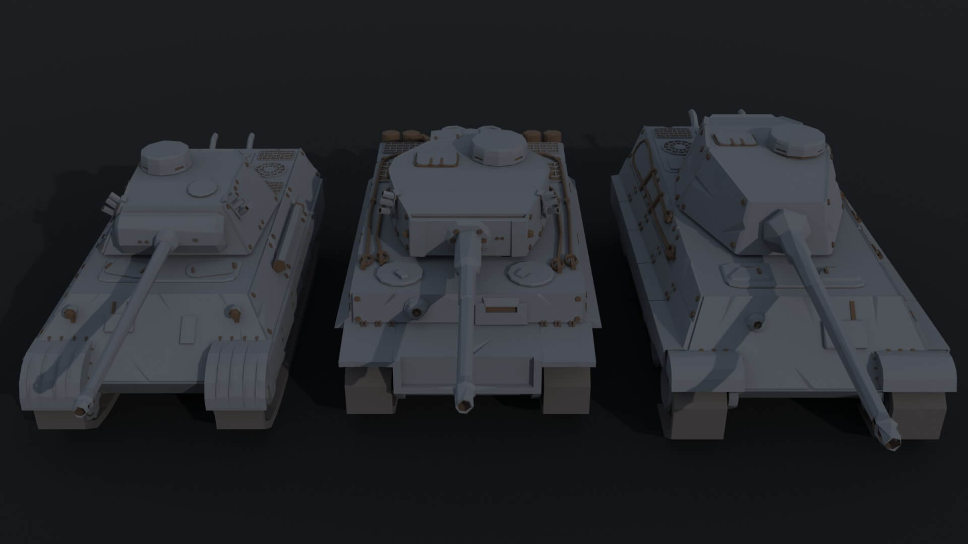 Cartoon Dieselpunk Tanks Polygonal Style - 3D Model by Tykryk
