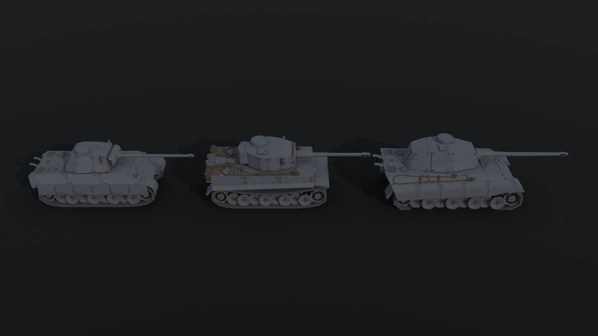 Cartoon Dieselpunk Tanks Polygonal Style - 3D Model by Tykryk
