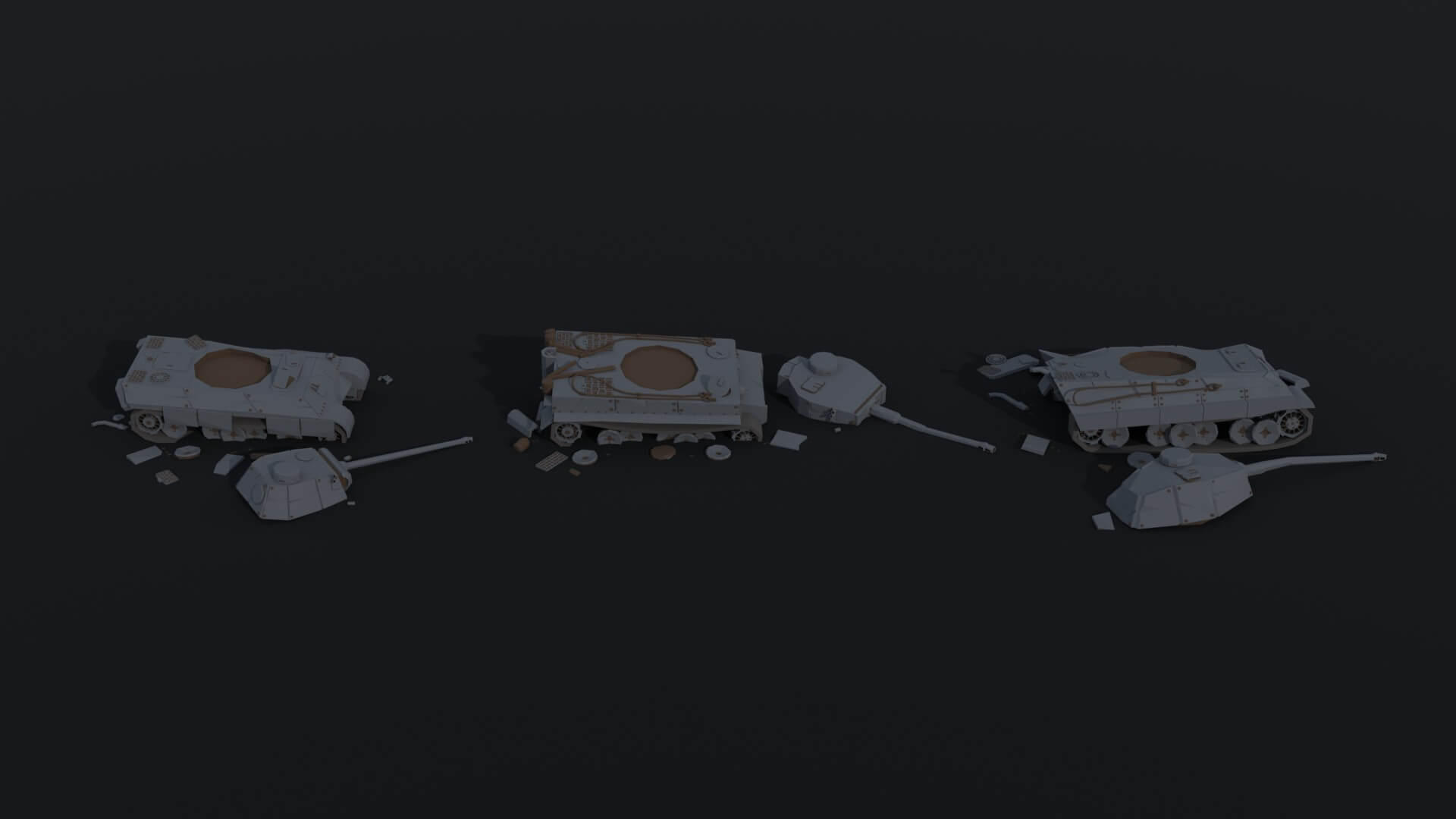 Cartoon Dieselpunk Tanks Polygonal Style - 3D Model by Tykryk