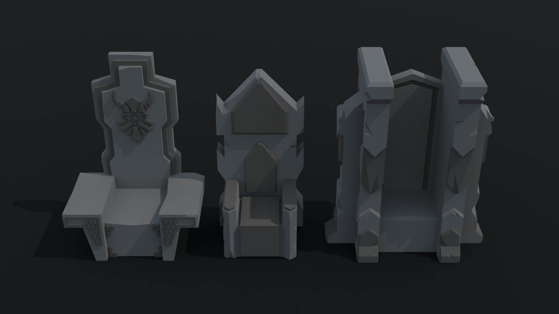 Cartoon Dwarven Throne Kit Polygonal Style - 3D Model by Tykryk